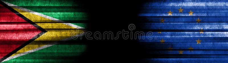 Guyana and European Union Flags on Black Stock Photo - Image of ...