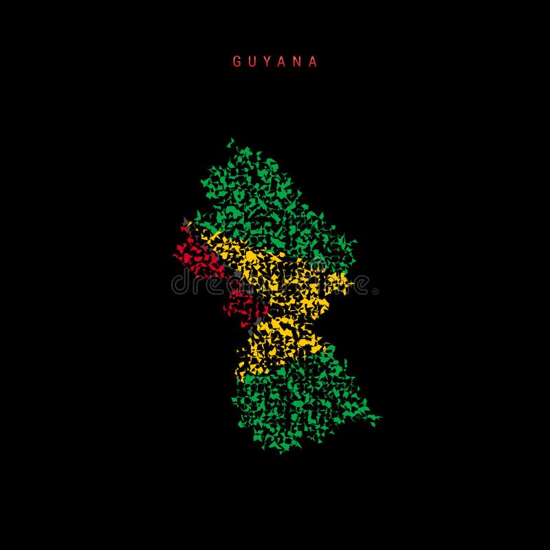 Guyana Flag Map, Chaotic Particles Pattern in the Guyanese Flag Colors ...