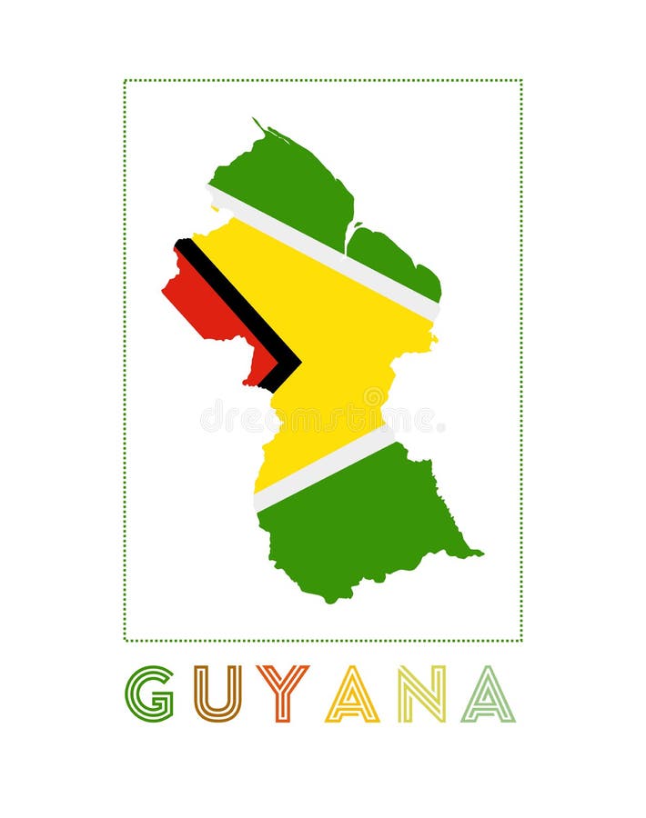 Guyana Logo. Map of Guyana with Country Name and. Stock Vector ...