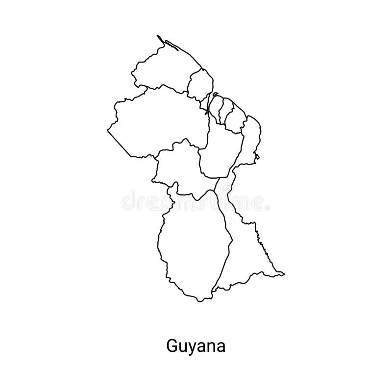 Guyana Map Color Line Element. Border of the Country Stock Vector ...