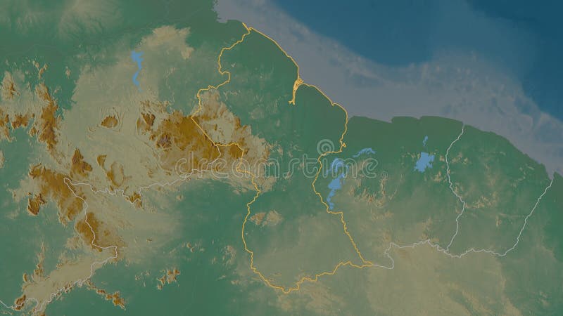 Guyana - overview. Relief stock illustration. Illustration of landscape ...