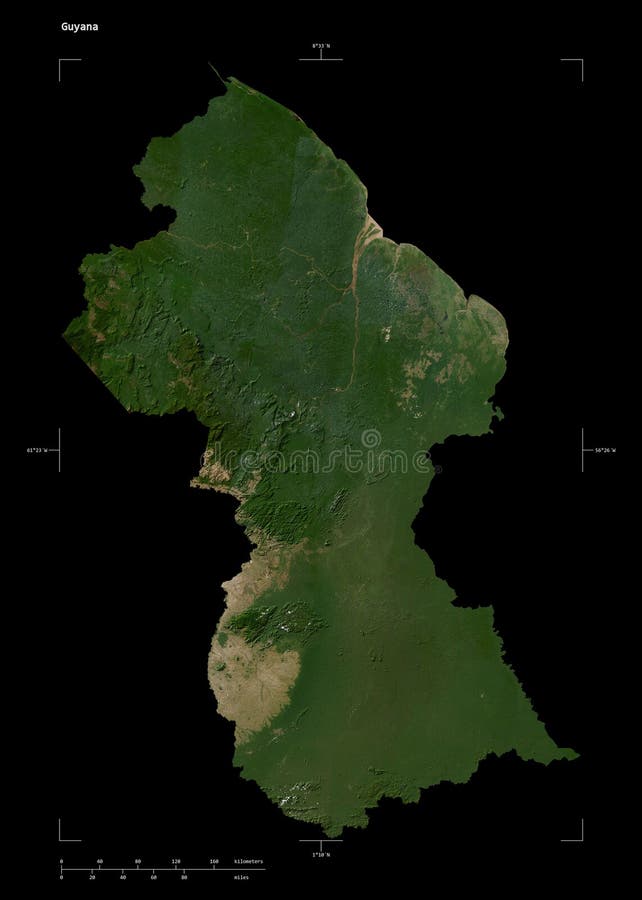 Guyana Shape on Black. Low-res Satellite Stock Illustration ...