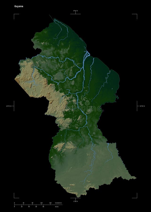 Guyana Shape on Black. Physical Stock Illustration - Illustration of ...