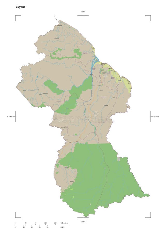 Guyana Shape on White. Topo Standard Stock Illustration - Illustration ...