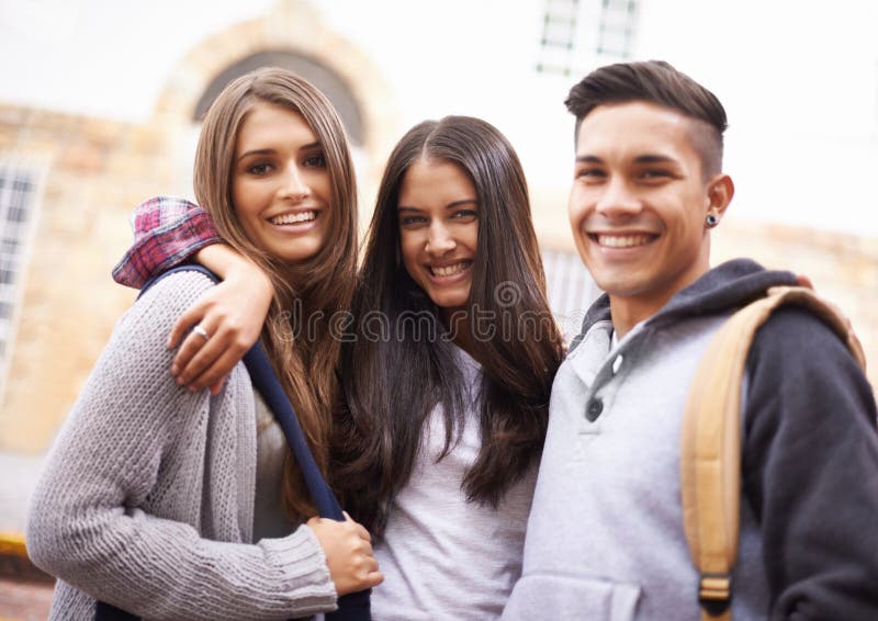 These Guys are the Best. Portrait of Three University Students Standing ...