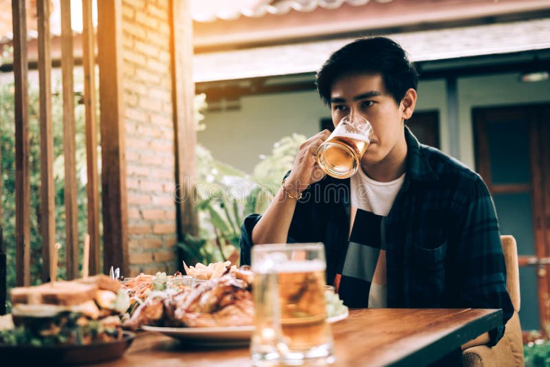 Guys Drinking in a Lonely Night Stock Image - Image of pint ...