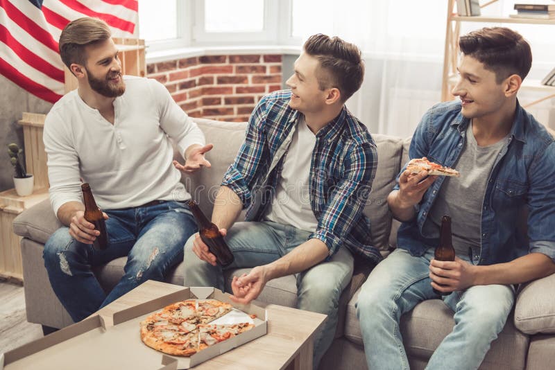 Guys having fun stock image. Image of party, food, communicate - 84765803
