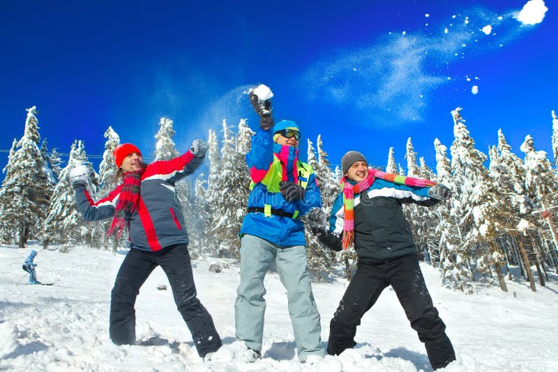 Snowball fight stock image. Image of christmas, play, activities - 4273429