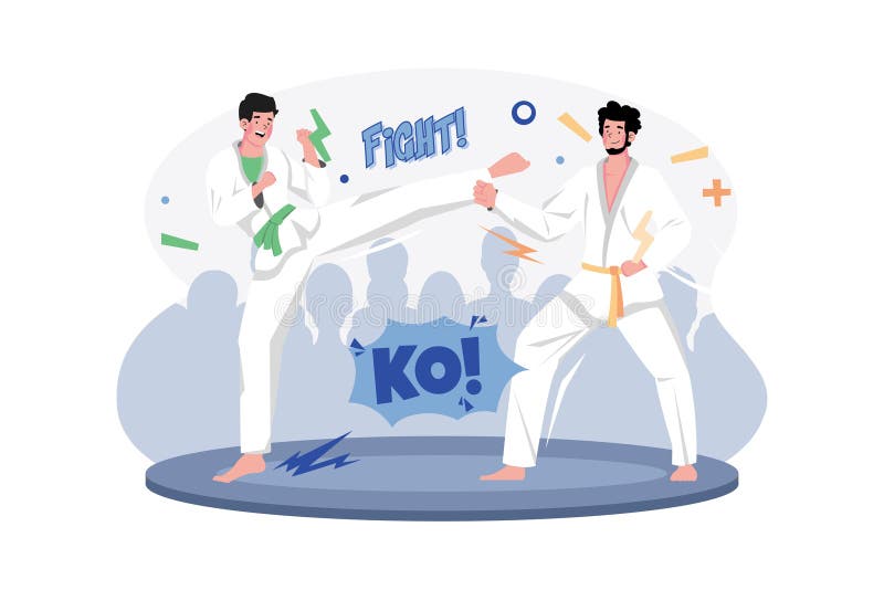 Guys Karate Sparring for Training Stock Illustration - Illustration of ...