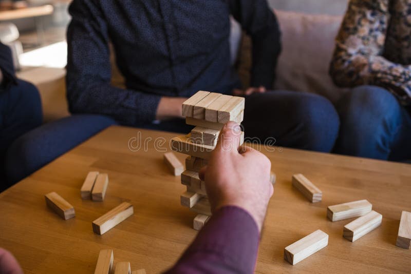 Guys Play Board Game in a Stylish Loft Cafe with a Modern Design Stock ...