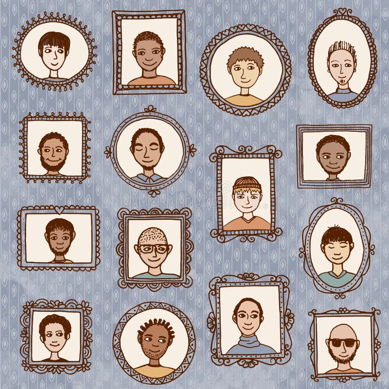 Guys portraits stock vector. Illustration of hand, home - 66085933