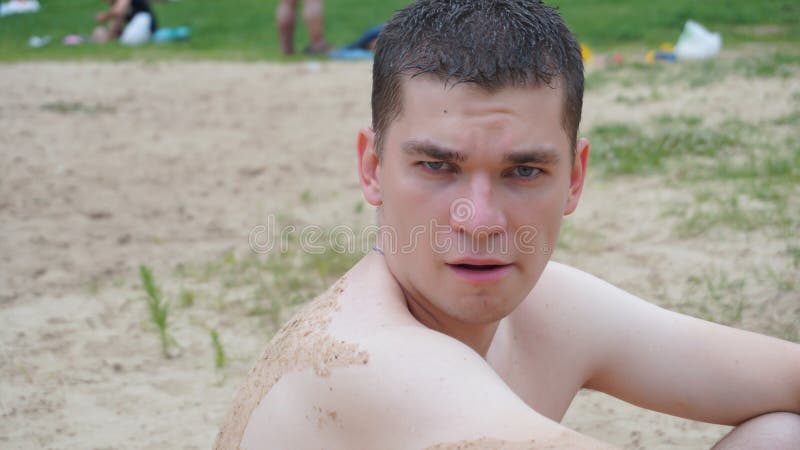 Guys Relax on the Beach Standing on the Shore Stock Image - Image of ...