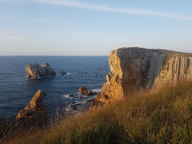 Guys on the Top of the Cliffs Stock Photo - Image of cantabria, cliff ...