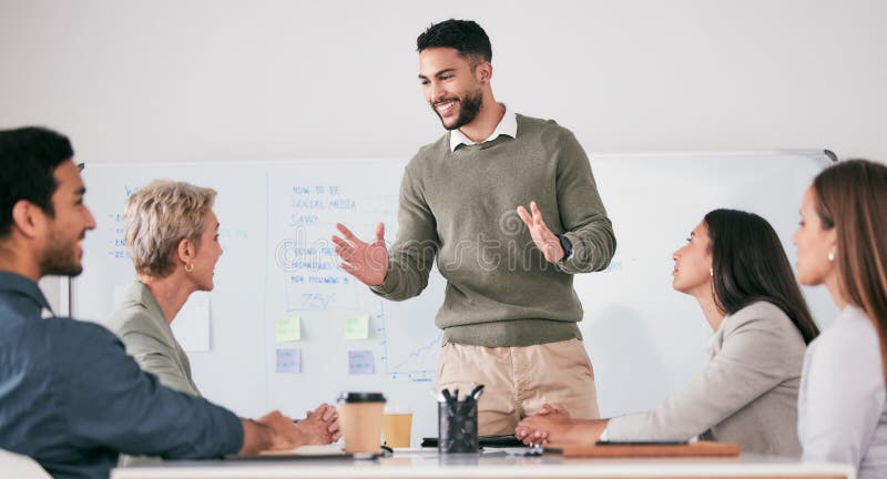 Guys Your Input is Important. a Businessman Giving a Presentation at ...