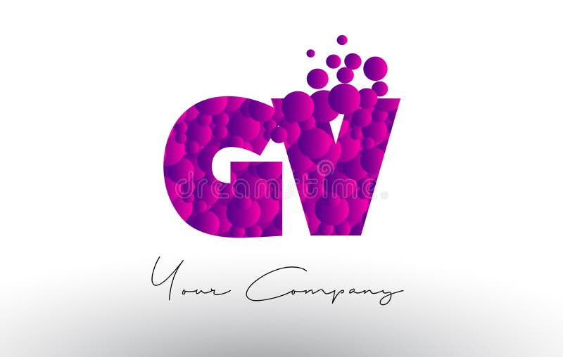 GV G V Dots Letter Logo with Purple Bubbles Texture. Stock Vector ...
