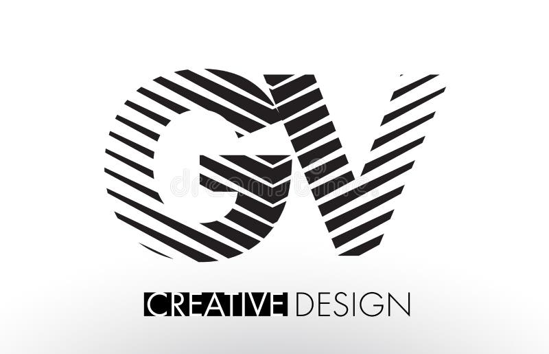 GV G V Lines Letter Design with Creative Elegant Zebra Stock Vector ...
