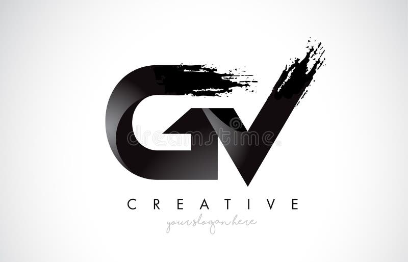GV Letter Design with Brush Stroke and Modern 3D Look Stock Vector ...