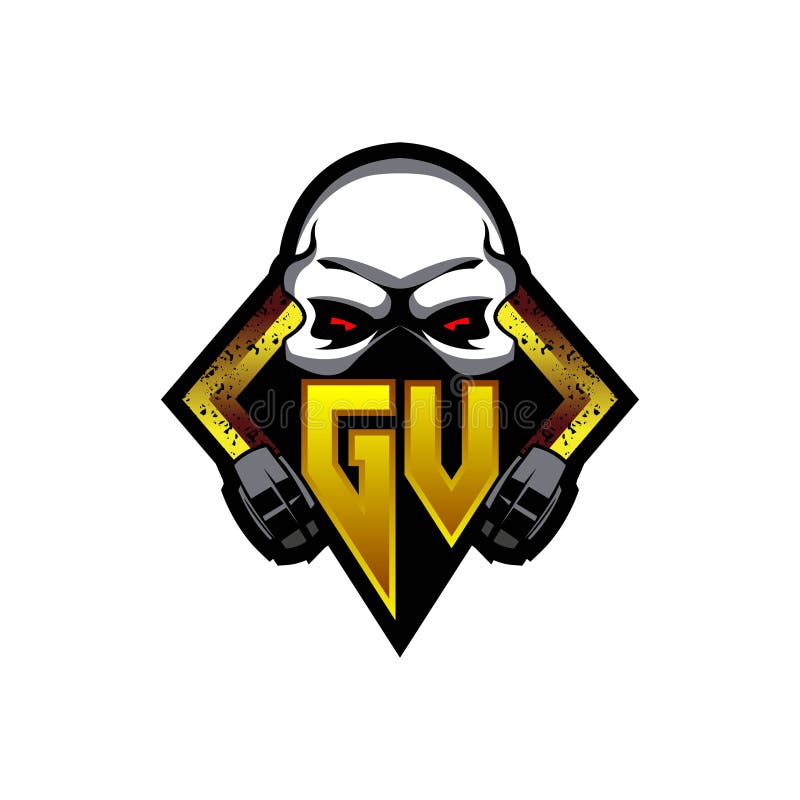 GV Logo Monogram with Skull Shape Designs Template Stock Vector ...