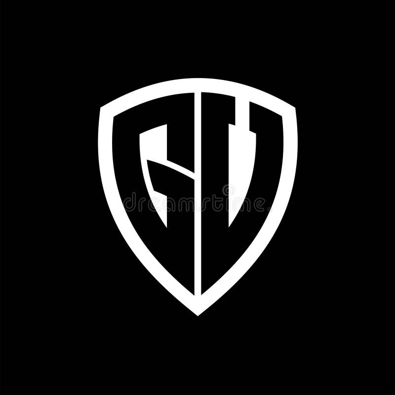 GV Monogram Logo with Bold Letters Shield Shape with Black and White ...