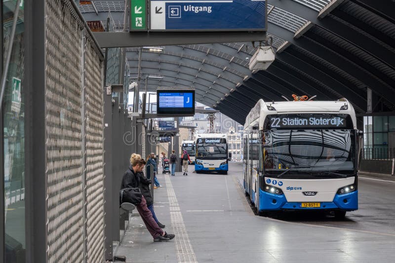 GVB Bus at Amsterdam Central Station Bus Station Editorial Photography ...