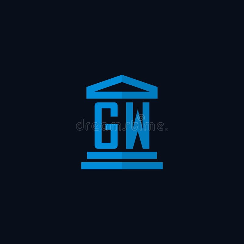 GW Initial Logo Monogram with Simple Courthouse Building Icon Design ...