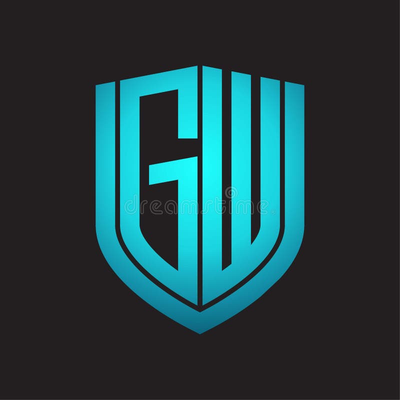 GW Logo Monogram with Emblem Shield Design Isolated with Blue Colors on ...