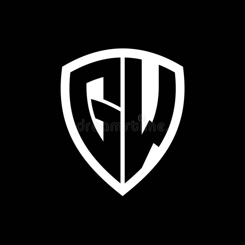 GW Monogram Logo with Bold Letters Shield Shape with Black and White ...