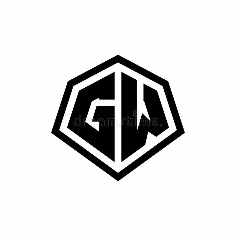 GW Monogram Logo with Hexagon Shape and Line Rounded Style Design ...