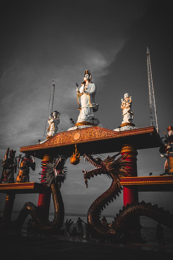 Gwan Yin Goddess and Dragons Stock Photo - Image of cartoon, poster ...