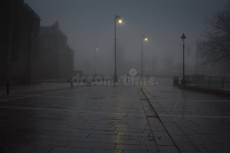 The Ancient City of Paisley in Morning Mist Stock Image - Image of dawn ...