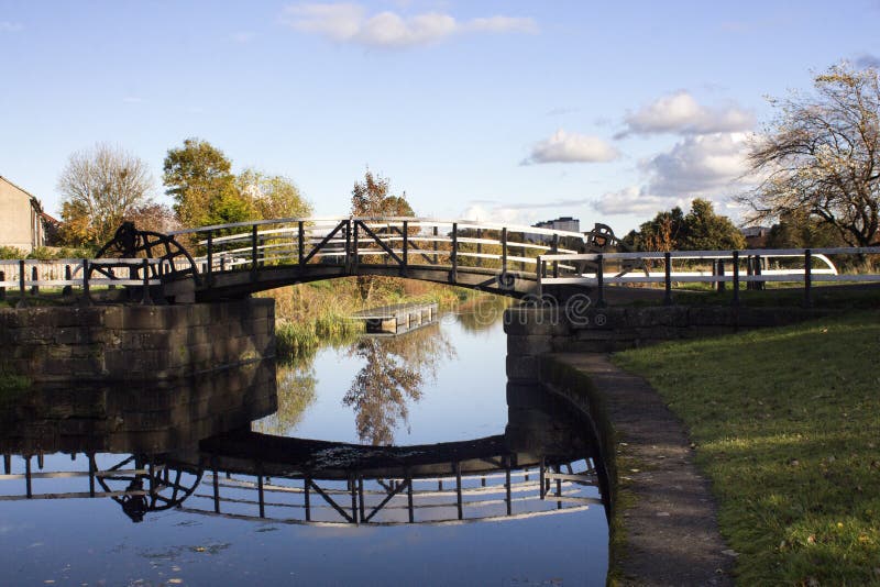 A Lock Bridge on the Forth and Clyde Canal. Stock Image - Image of ...