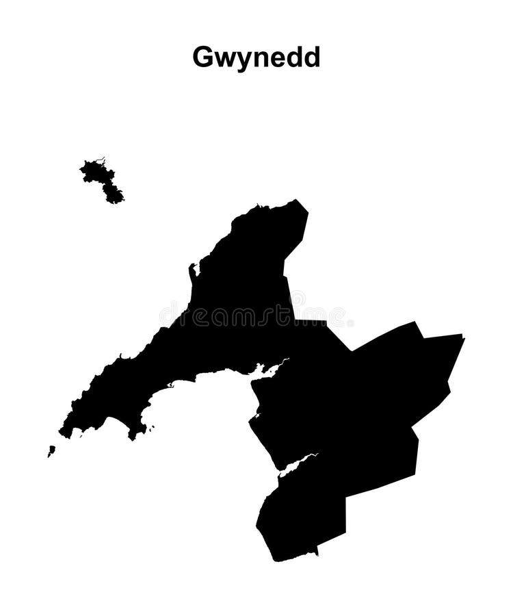 Gwynedd outline map stock vector. Illustration of sirol - 360690868