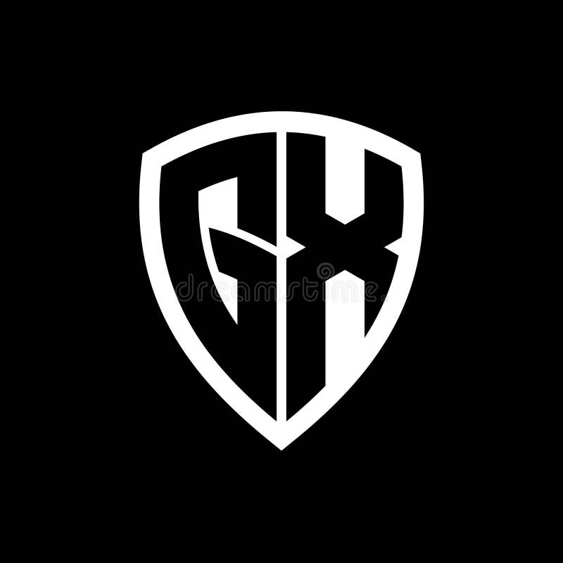 GX Monogram Logo with Bold Letters Shield Shape with Black and White ...