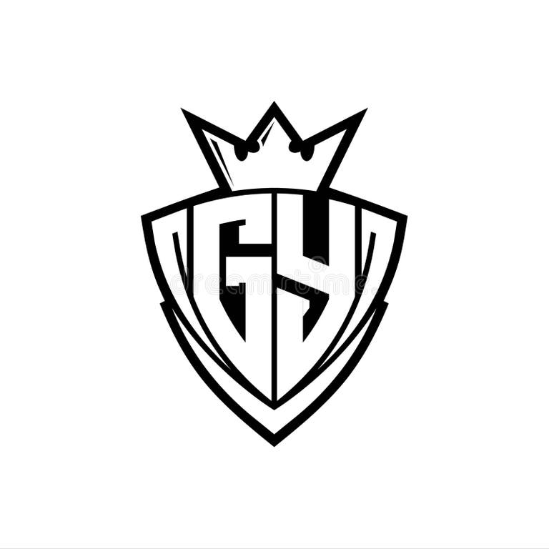 GY Letter Logo with Sharp Triangle Shield Shape with Crown Inside White ...