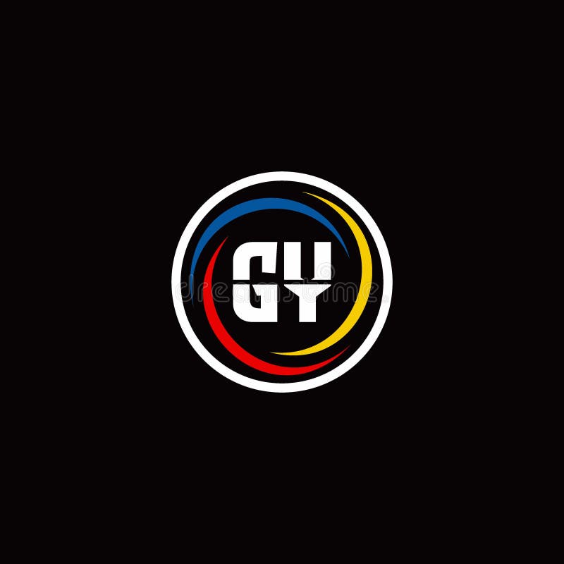 GY Monogram Logo Isolated on Circle Shape with 3 Slash Colors Rounded ...