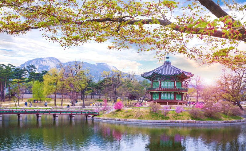 Gyeongbokgung Palace in Spring, South Korea. Stock Image - Image of ...