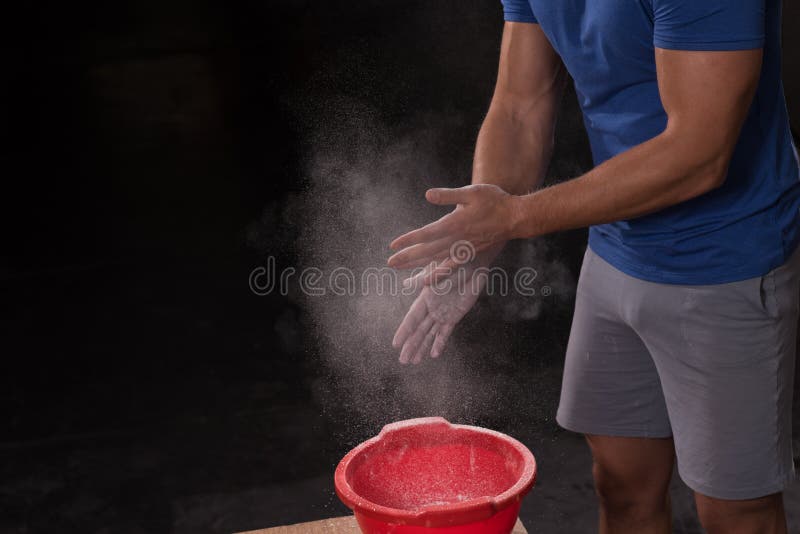 Gym Chalk Magnesium Carbonate Hands Clapping Man Stock Photo - Image of ...