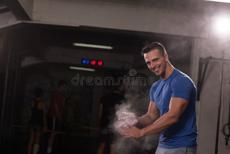 Gym Chalk Magnesium Carbonate Hands Clapping Man Stock Image - Image of ...