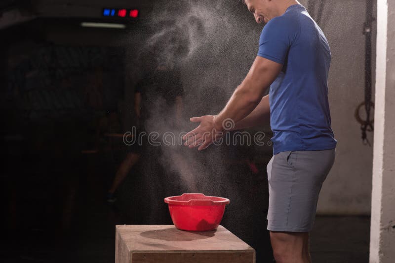 Gym Chalk Magnesium Carbonate Hands Clap Man Stock Image - Image of ...
