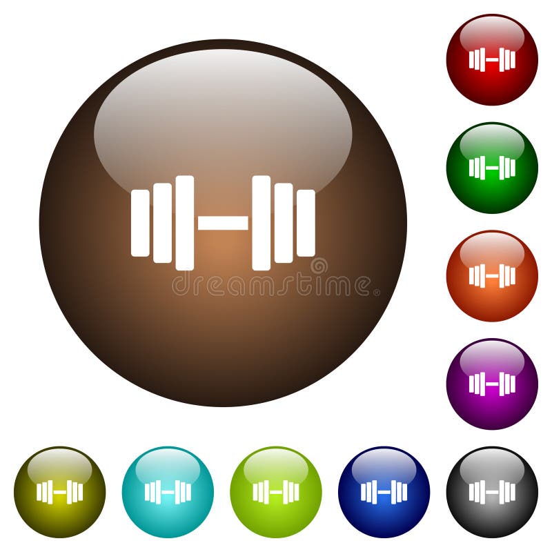 Gym color glass buttons stock vector. Illustration of lifestyle - 200895268