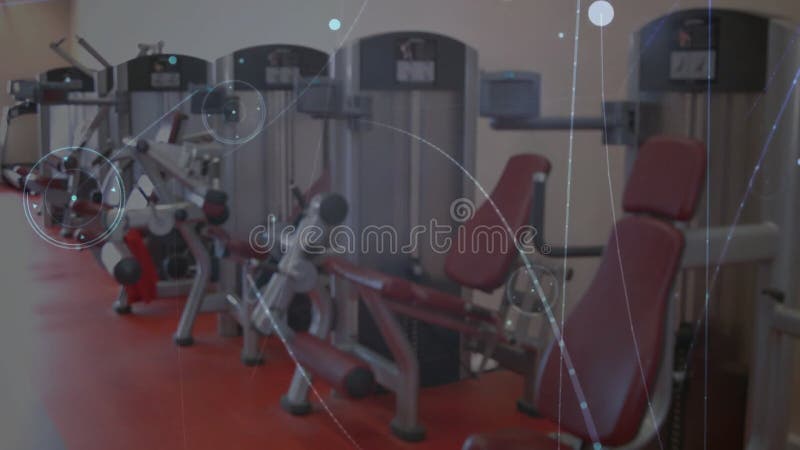 Gym Equipment with Digital Data Processing Animation Over Exercise ...