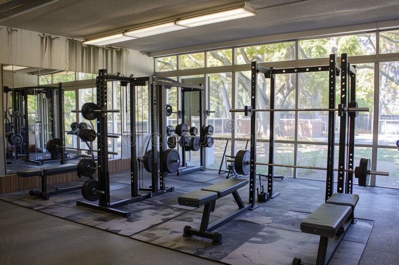 A Gym Filled with a Variety of Strength Training Equipment, Including ...