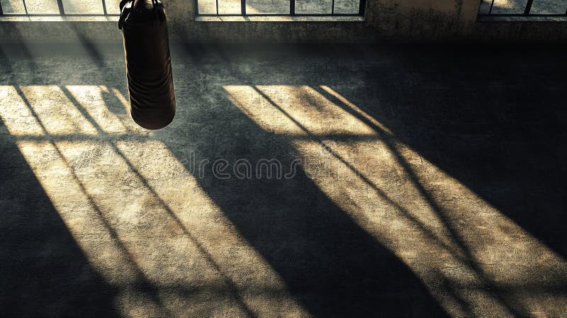 Gym Floor with Shadow of Punching Bag Swinging. Stock Photo - Image of ...