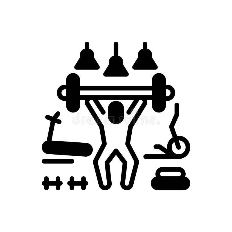 Black Solid Icon for Gym, Gymnasium and Workout Stock Vector ...