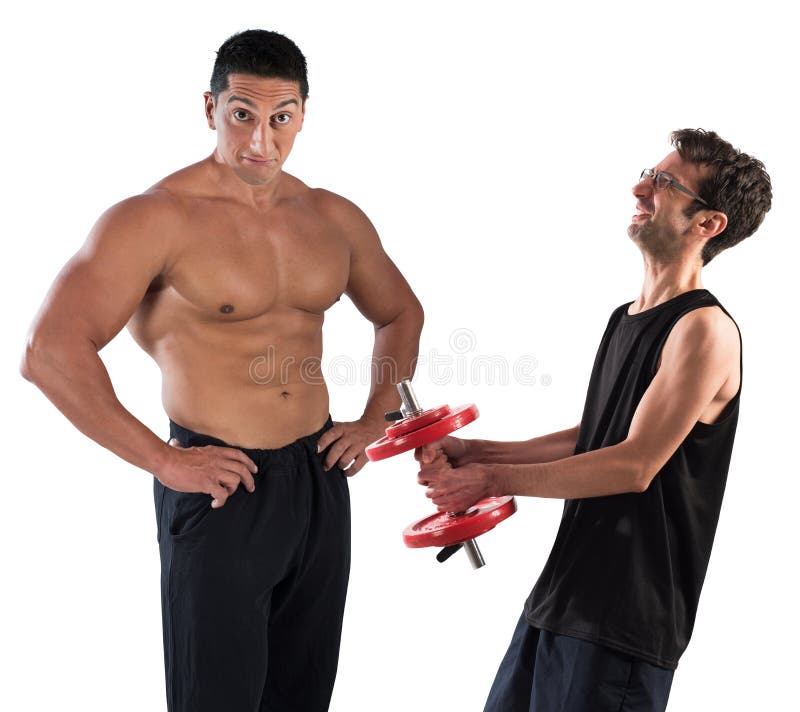 Gym instructor mockingly stock image. Image of geek, exercising - 74259663