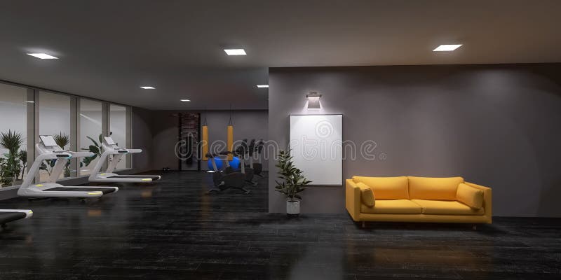 Gym Interior 3d Render, 3d Illustration Healthy Style Modern Stock ...