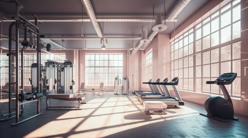 Gym with Large Window and Light on Wall. Generative AI Stock ...