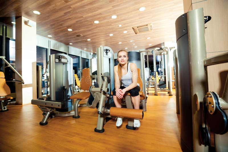 Gym Leg Extension Exercise Workout Woman Indoor Stock Photo - Image of ...