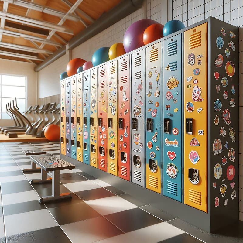 Gym locker in a floor room stock photo. Image of commercial - 344826284