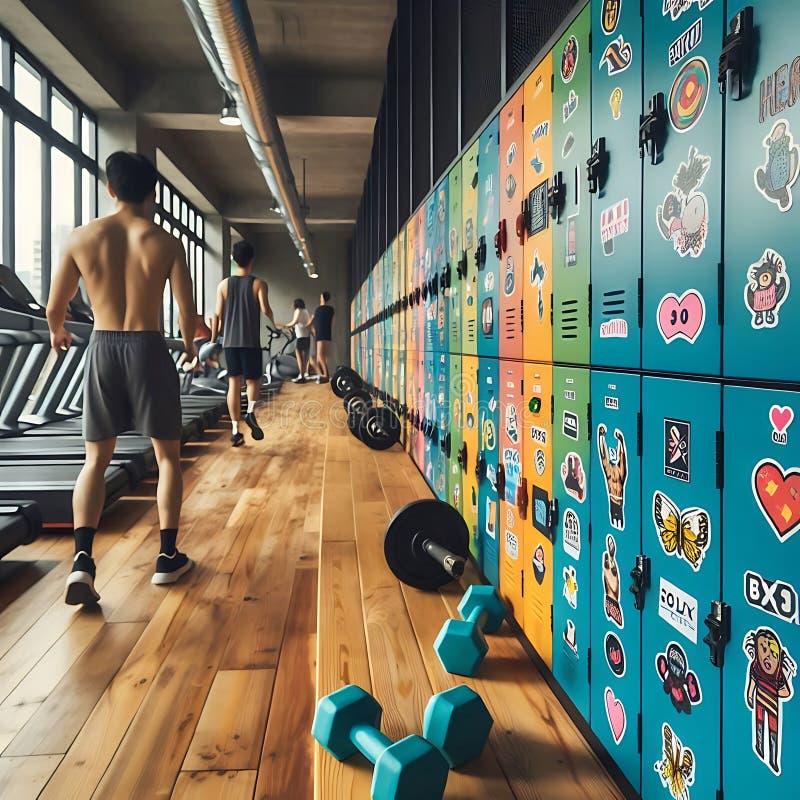 Gym locker in a floor room stock photo. Image of center - 344826296